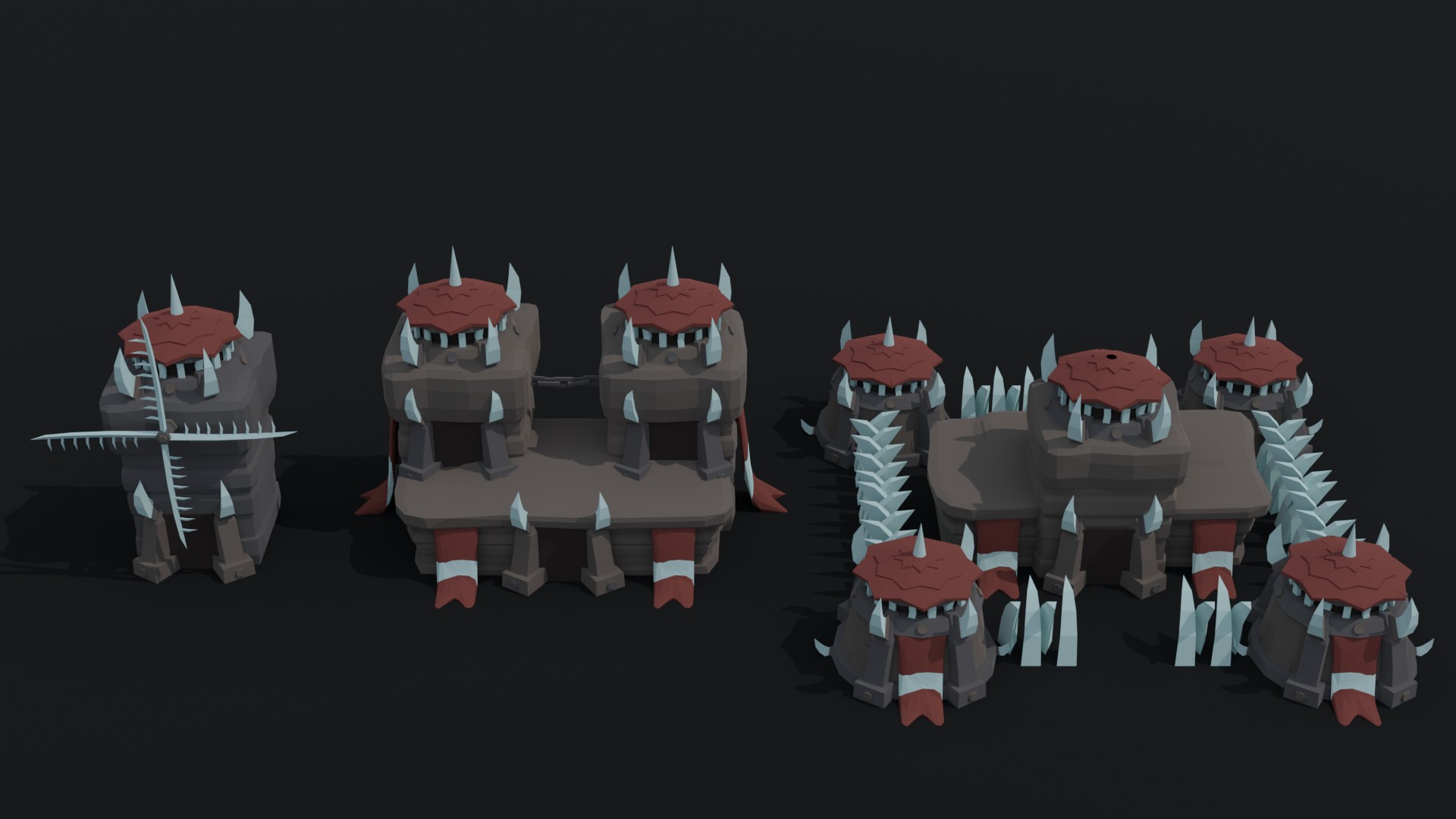 Low-poly cartoon stone orcs city asset by Tykryk | 3DOcean