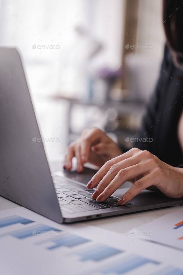 office girl's hands typing input data Stock Photo by Daenin | PhotoDune