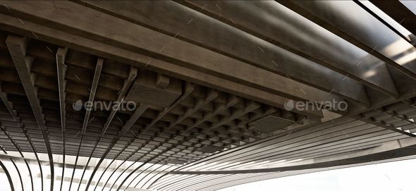 Landscape of an interwoven mesh expanded steel ceiling in the daylight ...