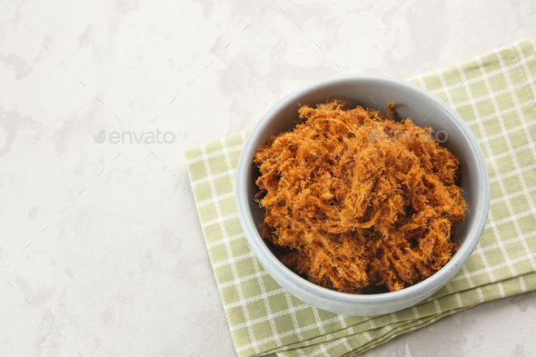 Abon Sapi, dried shredded beef or beef floss Stock Photo by tyasindayanti