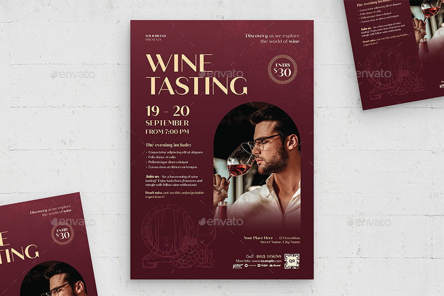 Wine Flyer Template, Print Templates | GraphicRiver