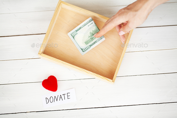 Donations and Charity. Donation Concept. Box of Donations and Heart on ...