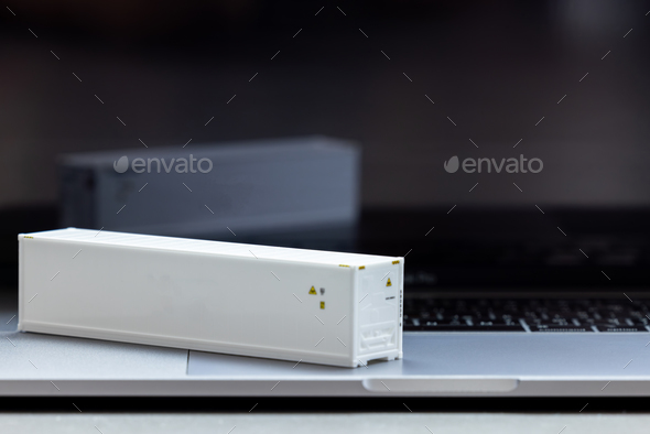 Cargo container on computer laptop, Container cargo freight shipping ...