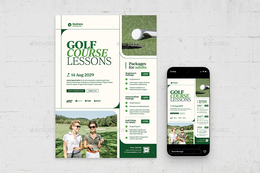 Golf Lessons Flyer / Poster Template, Print Templates | GraphicRiver