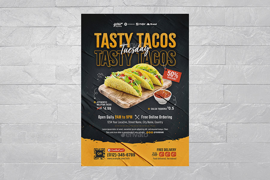 Taco Tuesday Flyer Poster Template, Print Templates | GraphicRiver
