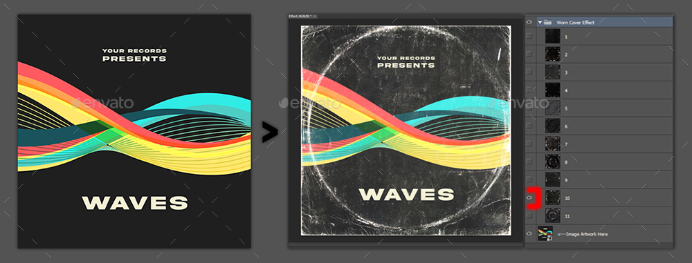 Worn Album Cover with Ringwear, Graphics | GraphicRiver