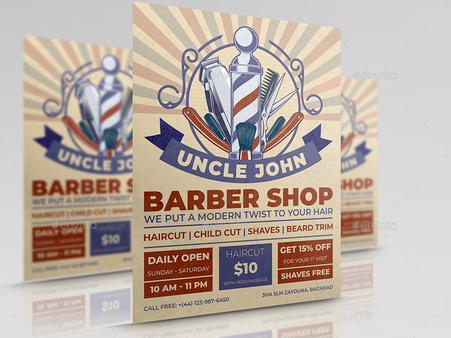 Barber Shop Flyer Template Vol.3, Print Templates | GraphicRiver