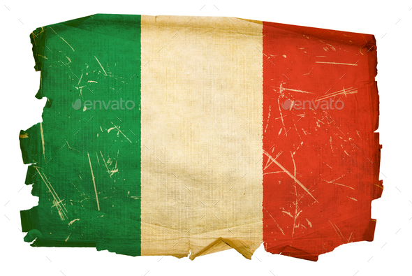 Italy Flag old, isolated on white background. Stock Photo by zeffss