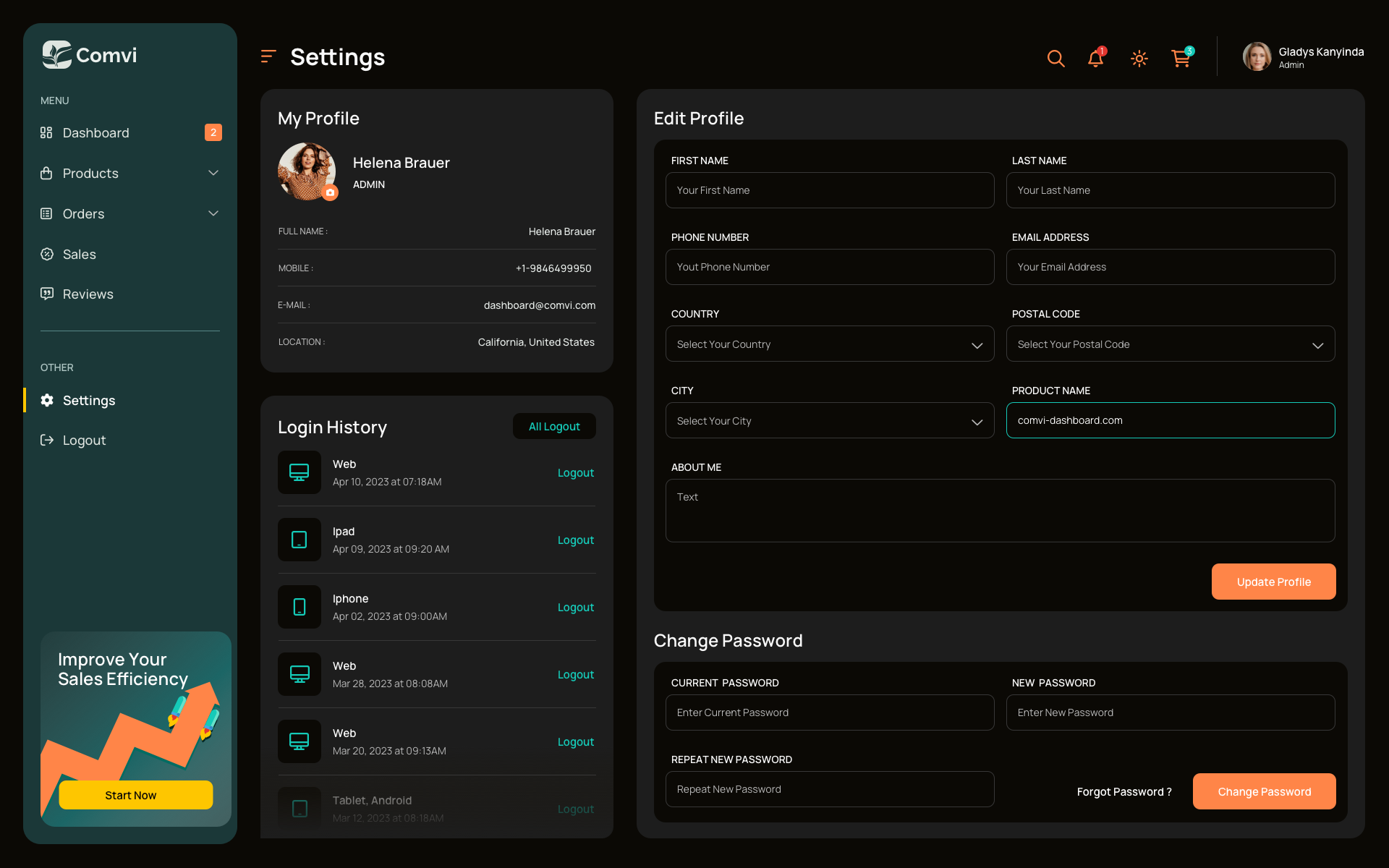 Comvi – Sales Analytics Dashboard for Sketch by merkulove | ThemeForest