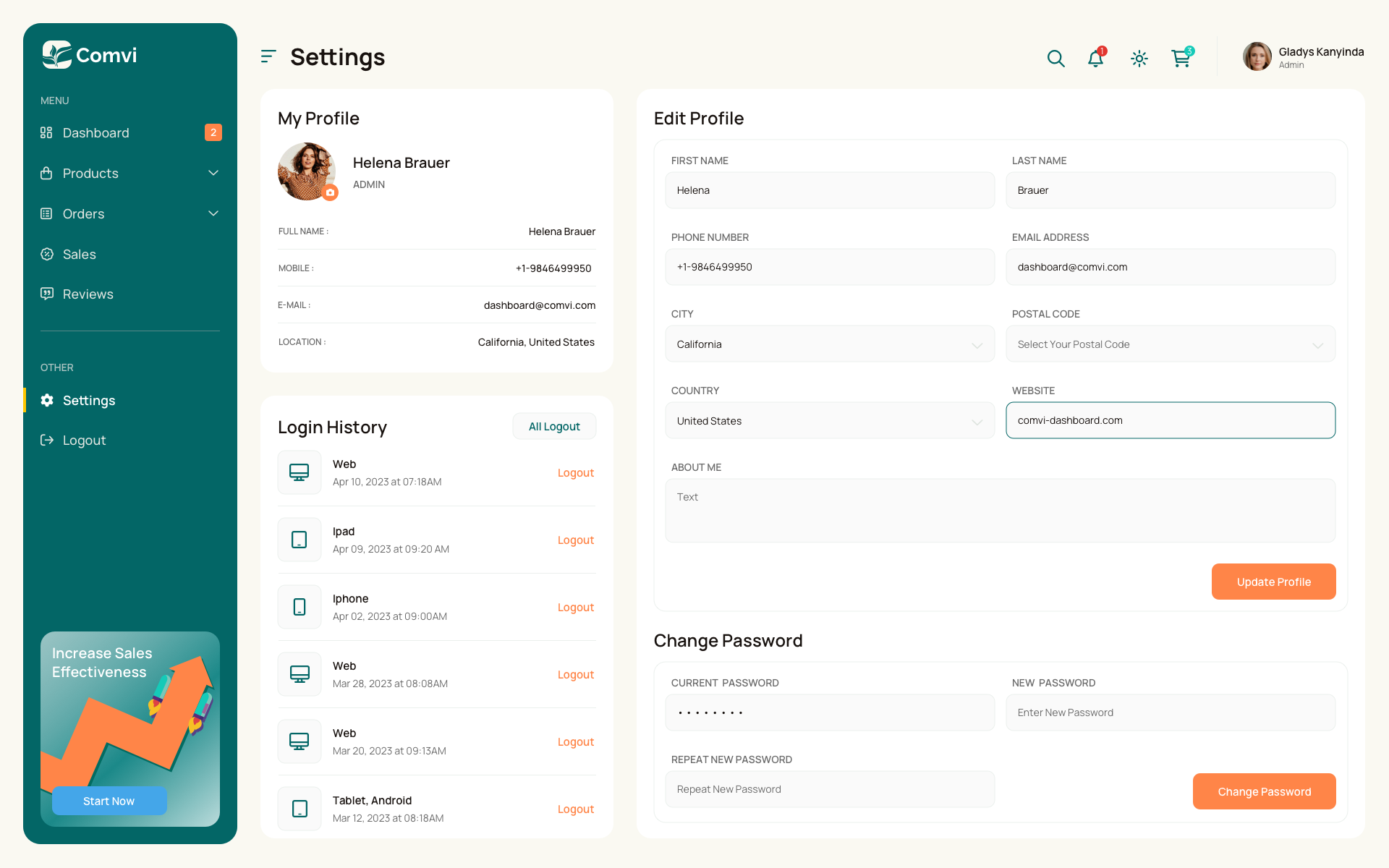 Comvi – Sales Analytics Dashboard for Adobe XD by merkulove | ThemeForest