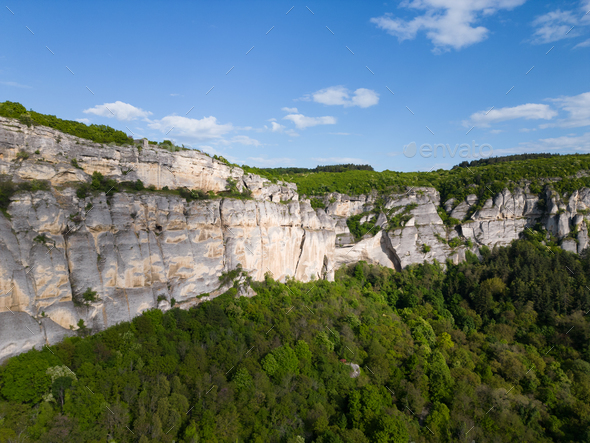 Aerial view of Madara Plateau, where the iconic Madara Rider is ...