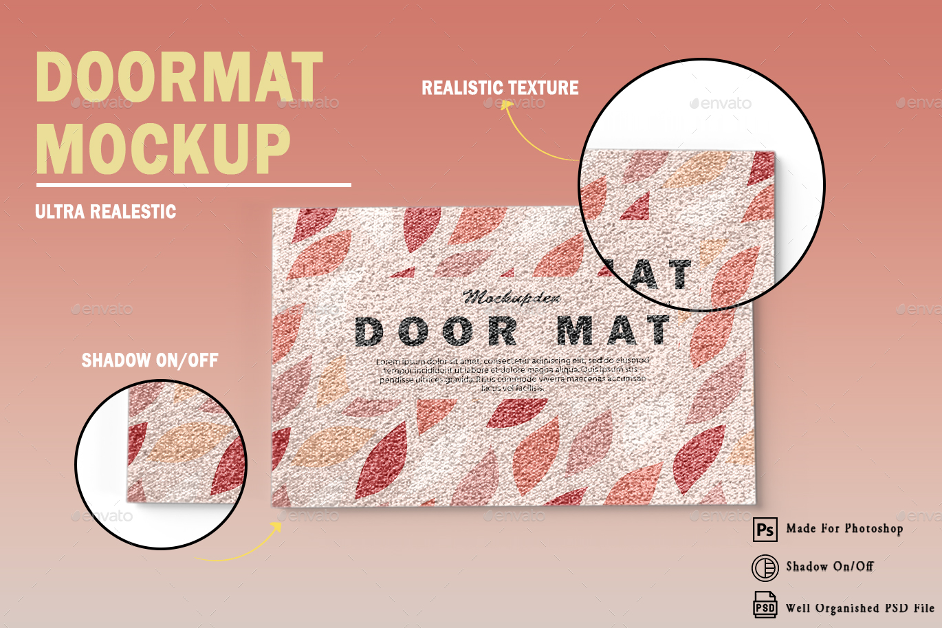 Doormat Mockup - Floor Welcome Mat Mockup Set, Graphics | GraphicRiver