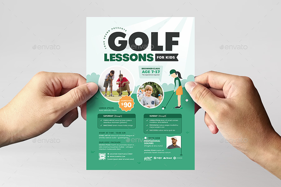 Kids Golf Lessons Flyer Template, Print Templates | GraphicRiver