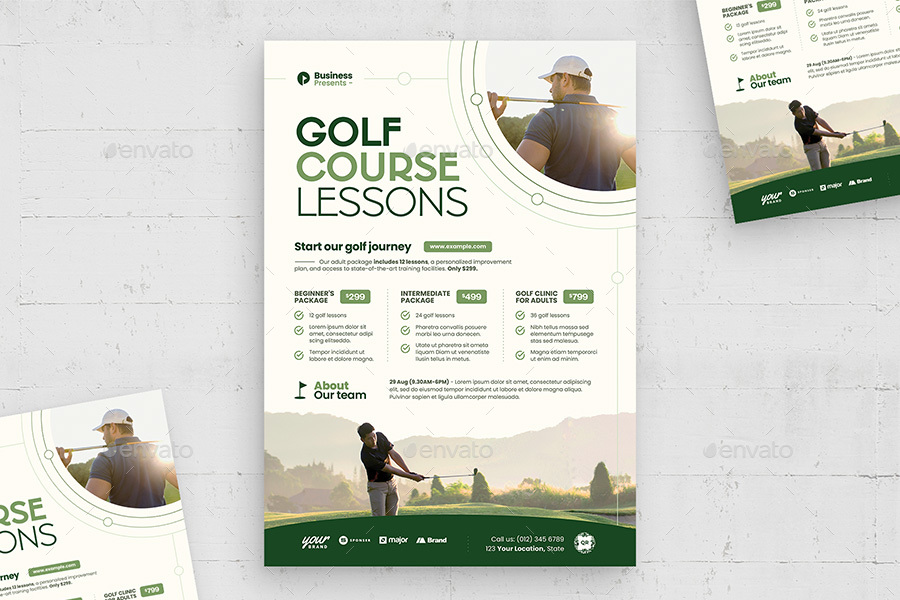 Golf Lessons Flyer Template, Print Templates | GraphicRiver