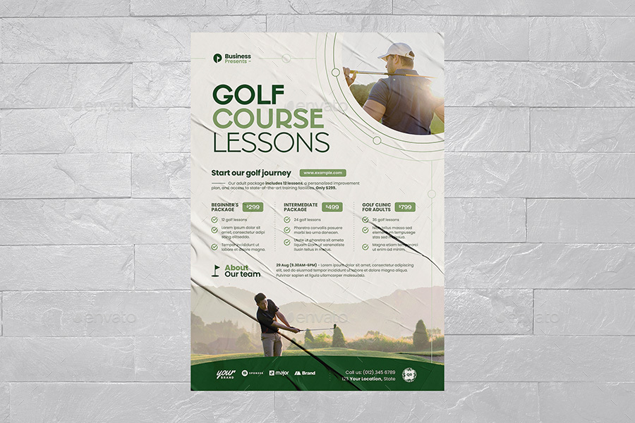 Golf Lessons Flyer Template, Print Templates | GraphicRiver