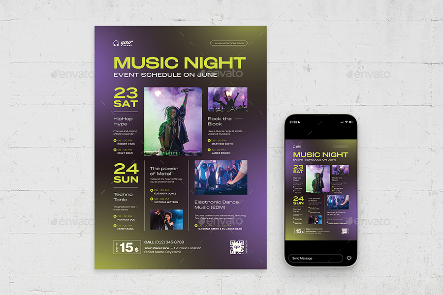 Event Schedule Flyer Template, Print Templates | GraphicRiver