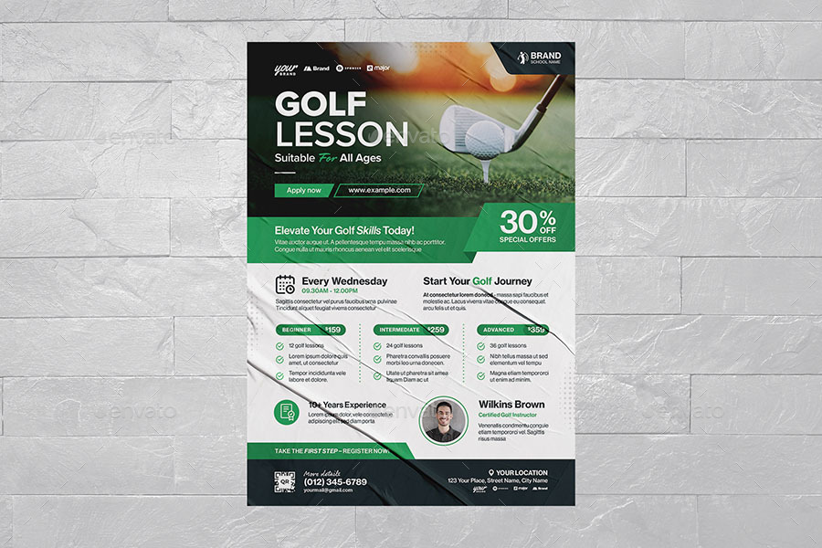 Golf Lesson Flyer Template, Print Templates | GraphicRiver