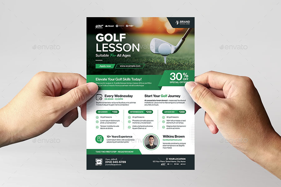 Golf Lesson Flyer Template, Print Templates | GraphicRiver