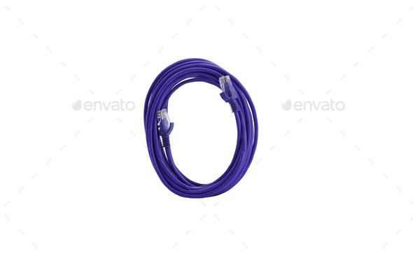 Blue UTP cable for internet connection on a white background Stock ...