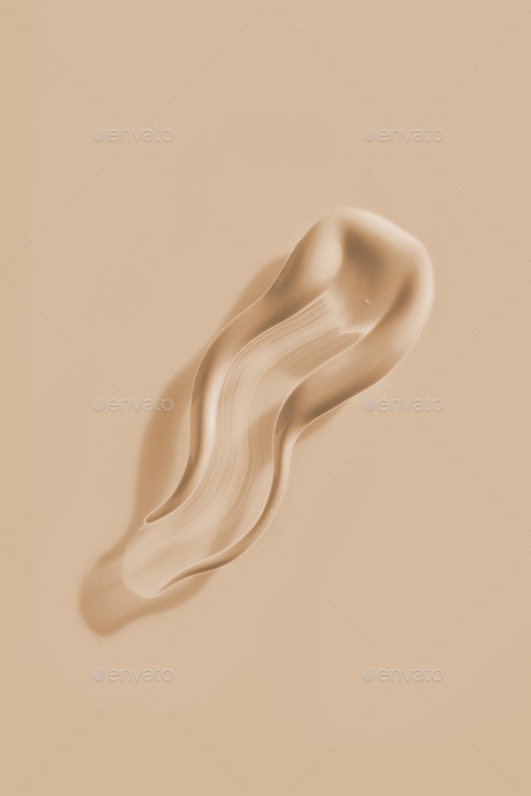 Foundation swatch with spf on a beige background. Stock Photo by ...
