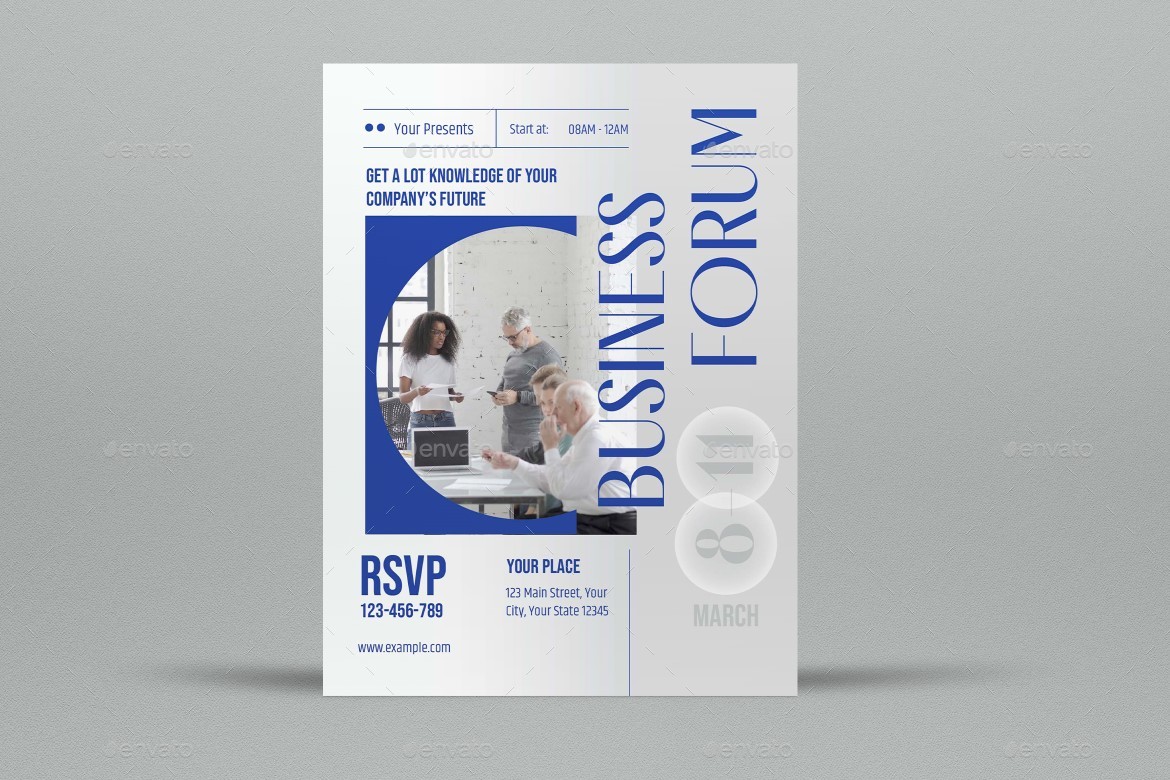 Blue Minimalist Digital Marketing Class Flyer, Print Templates ...