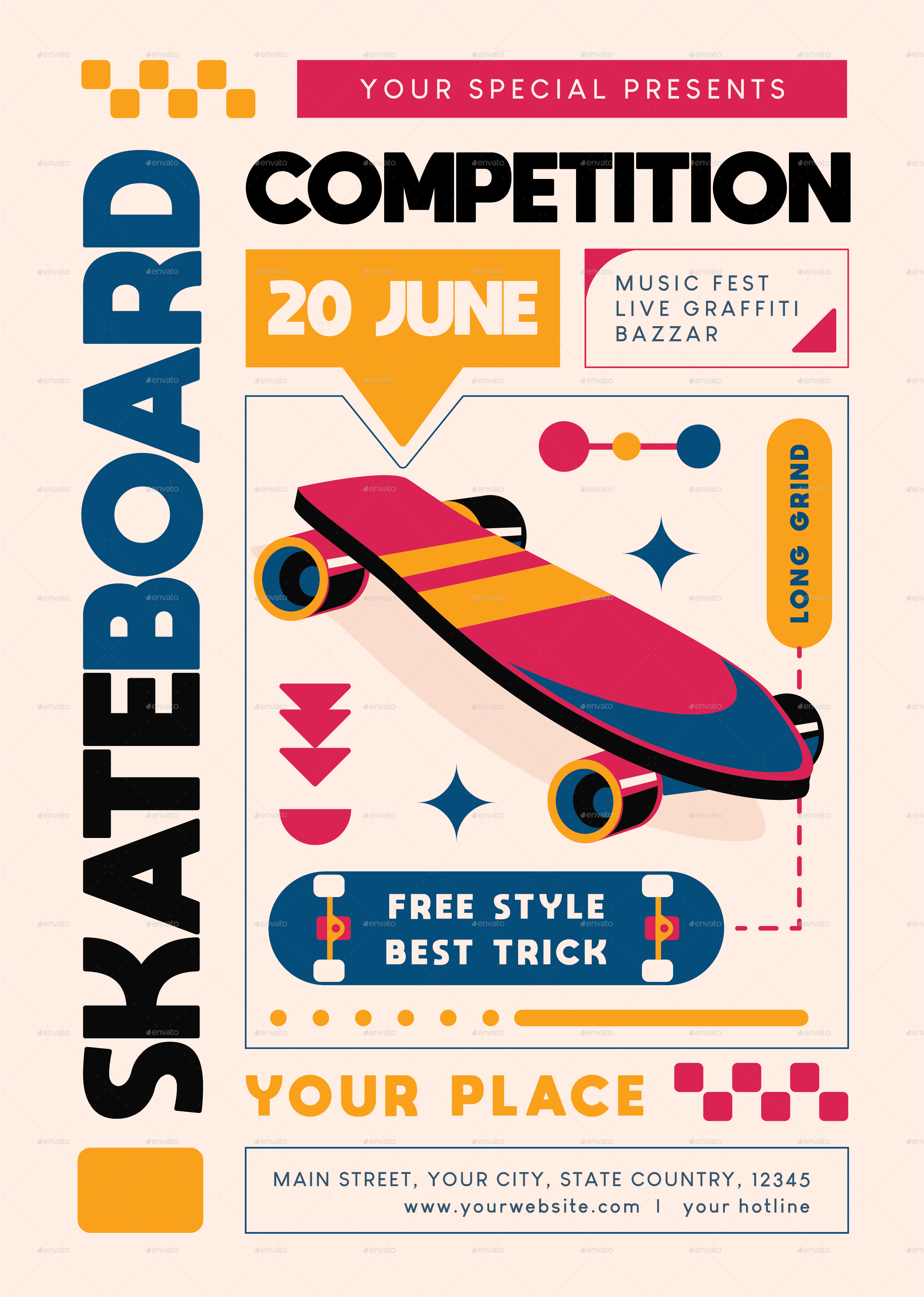 Skateboard Competition Flyer, Print Templates | GraphicRiver