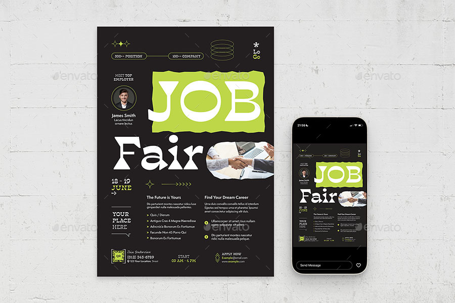 Job Fair Recruitment Flyer Template, Print Templates | GraphicRiver
