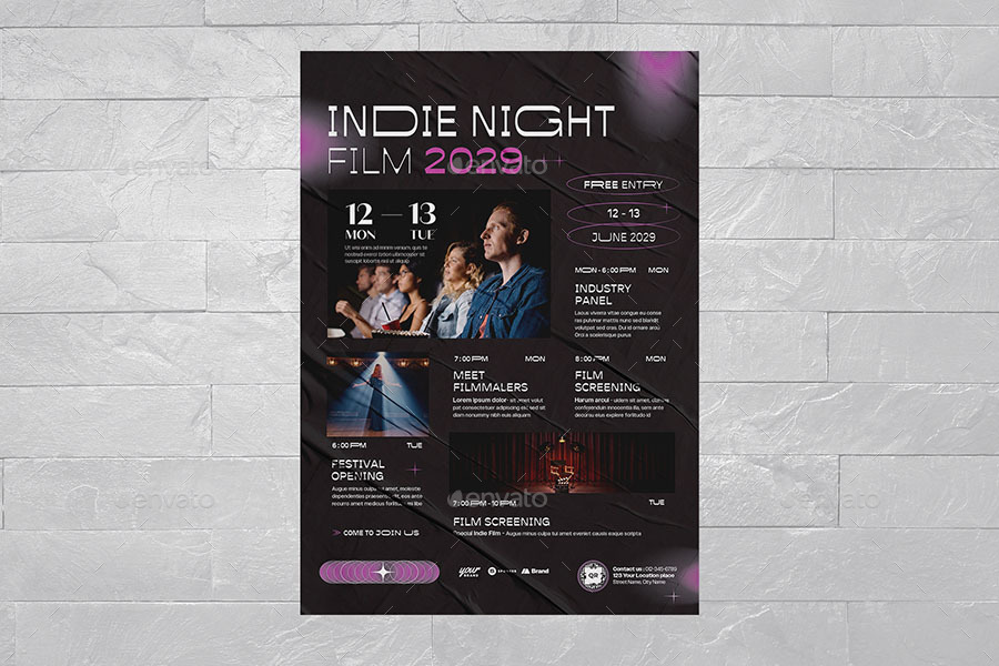 Film Festival Flyer Template, Print Templates | GraphicRiver