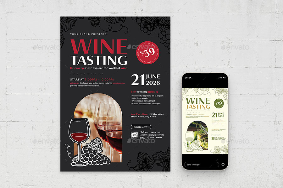 Wine Flyer Template, Print Templates | GraphicRiver