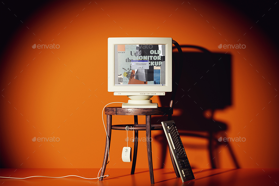 Old Monitor Screen Mockup, Graphics | GraphicRiver