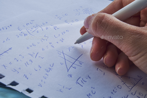 sheet of paper filled with calculations as a background. Stock Photo by ...