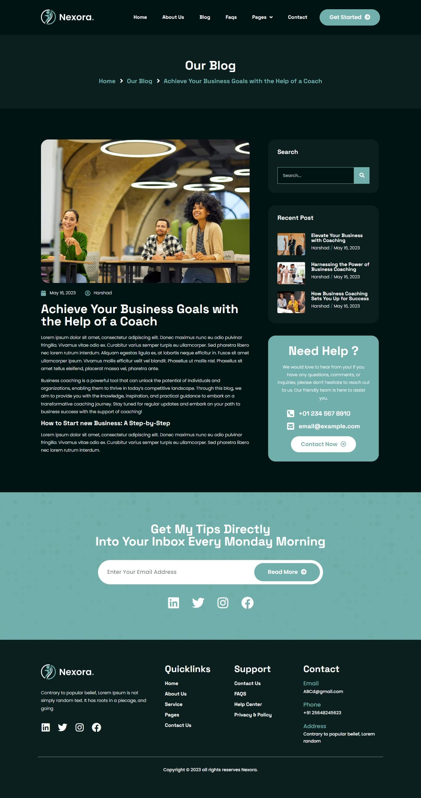 Nexora - Business Coaching Elementor Pro Template Kit by awaiken ...