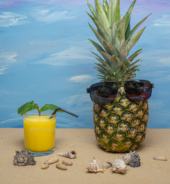 pineapple with glasses and drink Stock Photo by wirestock | PhotoDune