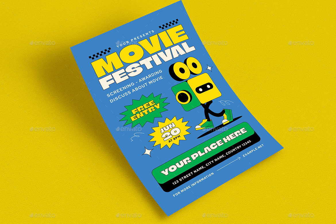 Trendy Cartoon Movie Festival Event Flyer, Print Templates | GraphicRiver