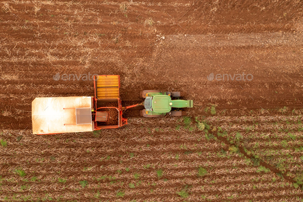 Top view of an industrial tractor on an agricultural farm Stock Photo ...