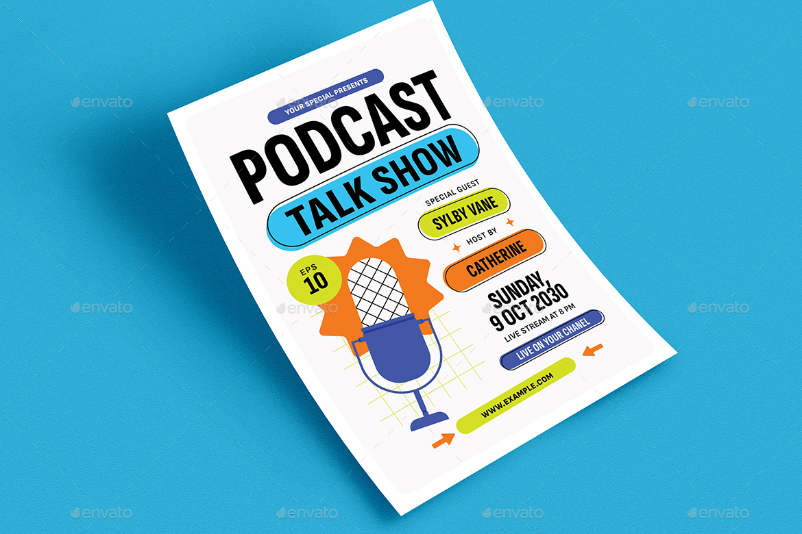 Modern Podcast Talkshow Flyer, Print Templates | GraphicRiver