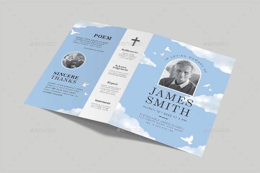 Blue Sky Funeral Ceremony Brochure, Print Templates | GraphicRiver
