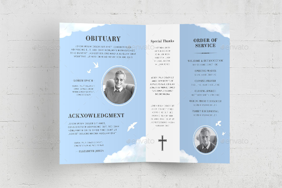 Blue Sky Funeral Ceremony Brochure, Print Templates | GraphicRiver