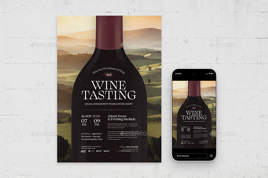 Wine Flyer Template, Print Templates | GraphicRiver