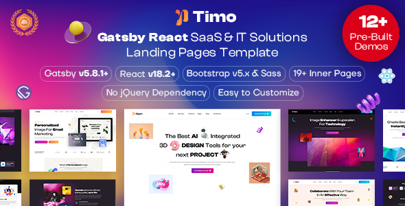 Timo - Gatsby React SaaS Software & Startup Template by EnvyTheme | ThemeForest