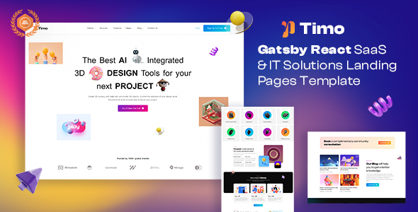 Timo - Gatsby React SaaS Software & Startup Template by EnvyTheme | ThemeForest