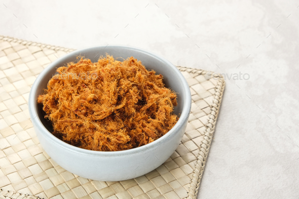 Abon Sapi, dried shredded beef or beef floss Stock Photo by tyasindayanti