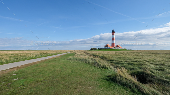 Lighthouse Westerhever, west coast of northern Germany, North Sea ...