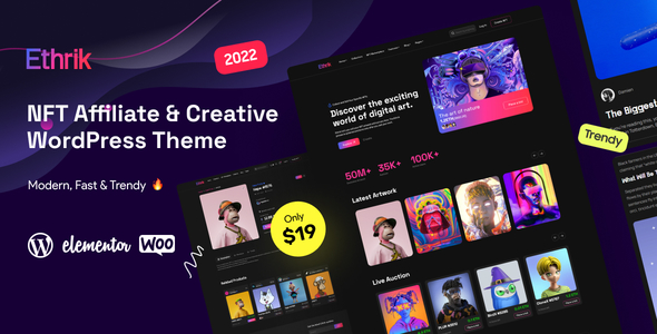 Ethrik - Creative & NFT Affiliate WordPress Theme by Promising-Themes