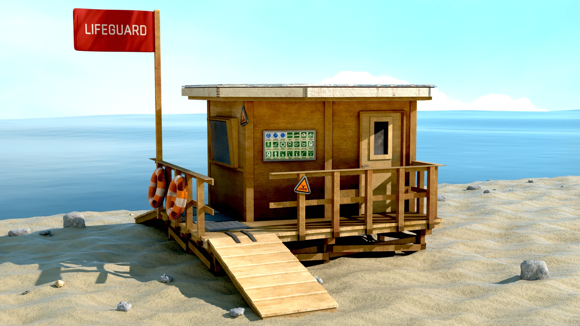 Lifestation post Lifeguard station Beach safety by Atlant3D | 3DOcean