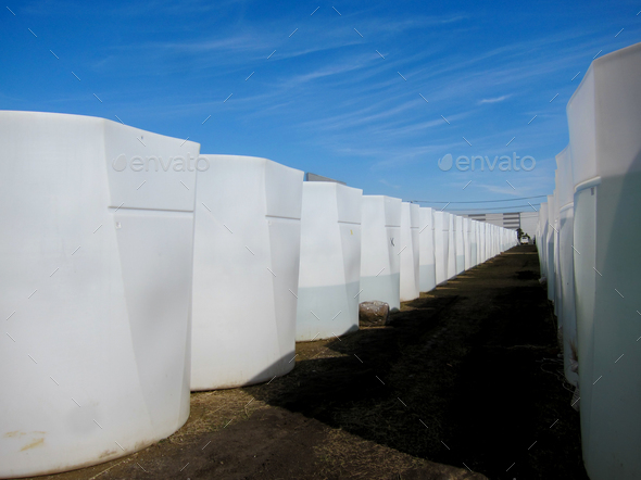 White storage tank against blue sky Stock Photo by eelinstudio | PhotoDune