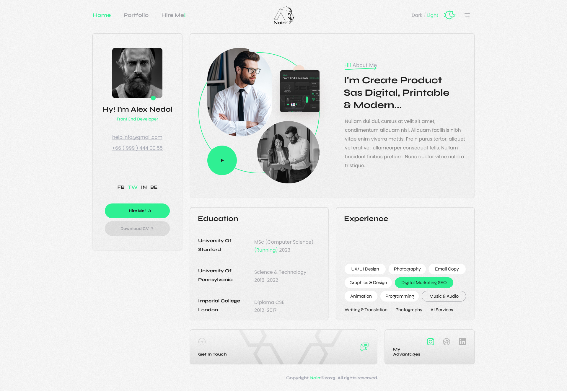 Nain - Personal Portfolio Figma Template by thimshop | ThemeForest