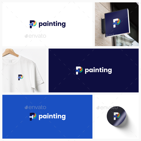 Initial Letter P with Painting Logo, Logo Templates | GraphicRiver