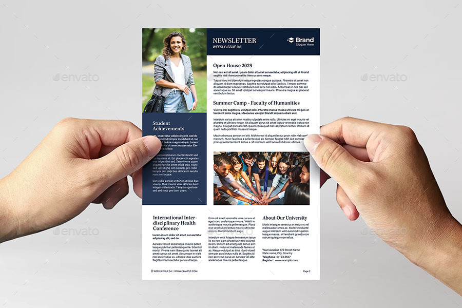 University Newsletter Template, Print Templates | GraphicRiver