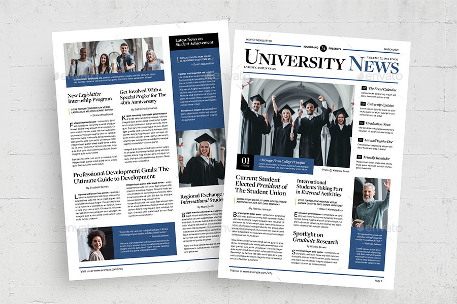 University Newsletter Template, Print Templates | GraphicRiver